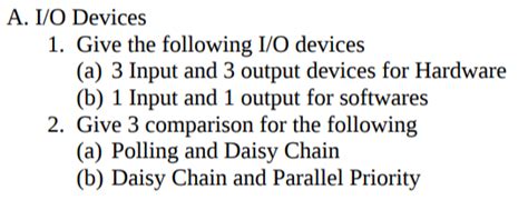Solved Io Devices 1 Give The Following Io Devices A 3