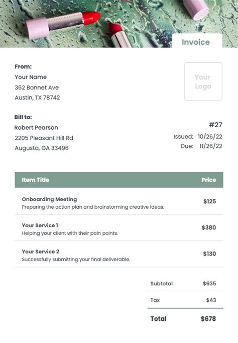 Makeup Invoice Templates Kosmo