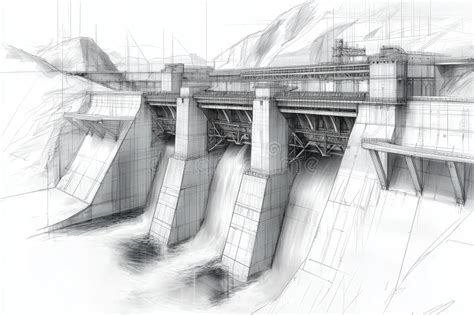 Hydroelectric Dam Drawing Stock Illustrations 484 Hydroelectric Dam