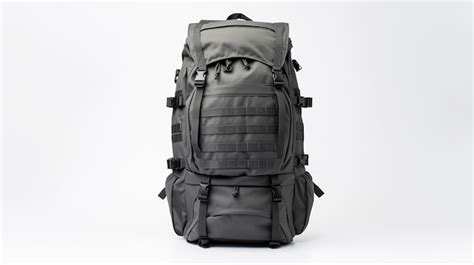Premium Photo Gray Tactical Backpack Bag Isolated On White Background