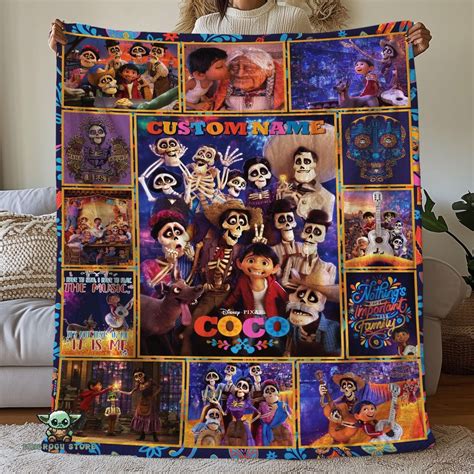 Custom Coco Pictures Collage Blanket Personalized Disneyland Coco