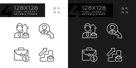 Career Opportunities Pixel Perfect Linear Icons Set For Dark Light Mode Promotion Of Employee