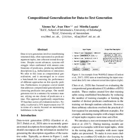 Compositional Generalization For Data To Text Generation Acl Anthology