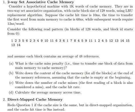 Solved Way Set Associative Cache Memory Consider A Chegg