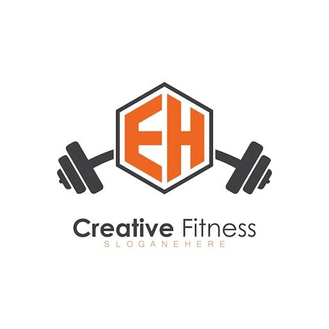 Monograma inicial EH para el logotipo de Fitness con diseño de estilo