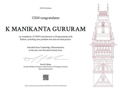 Cs50p Pythonprogramming Growthmindset Codingjourney Innovation Manikanta Gururam