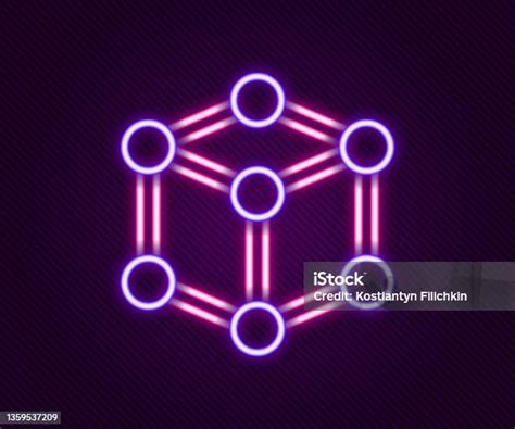 Ligne Néon Brillante Icône Molécule Isolée Sur Fond Noir Structure Des