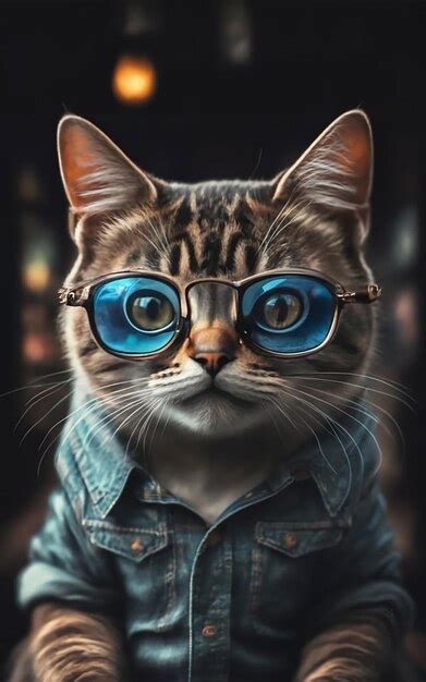 Premium Ai Image A Cute Cat Wearing Glasses And Clothes Generated By Ai