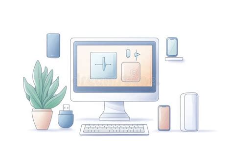 A Computer Monitor Displaying A Tech Diagram Surrounded By A Keyboard A Mouse A Smartphone A