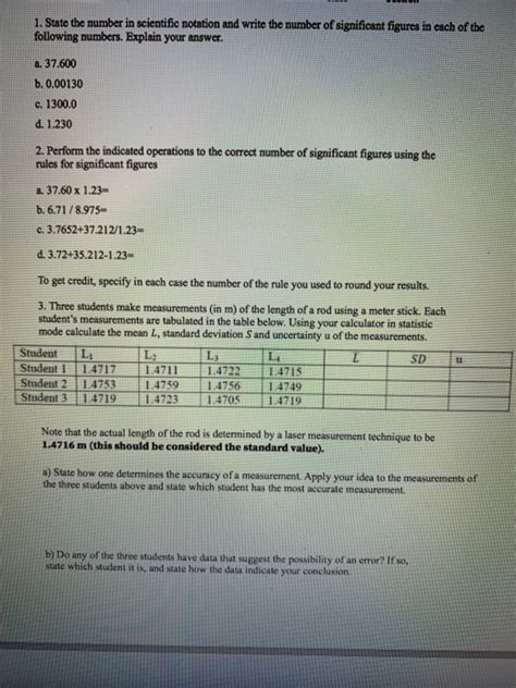 Solved 1 State The Number In Scientific Notation And Write