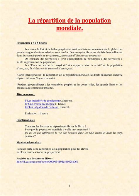 Calaméo 6ème La Répartition De La Population Mondiale Cours