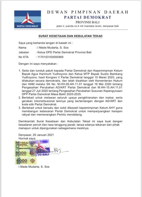 Detail Contoh Surat Pernyataan Sikap Dukungan Koleksi Nomer