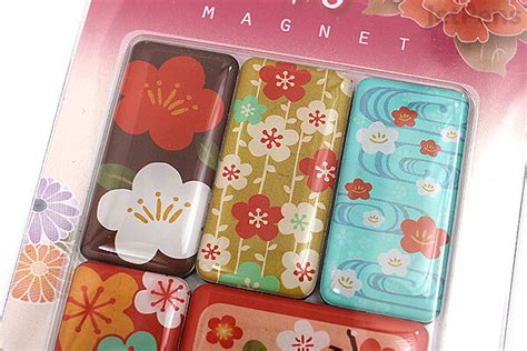 Kurochiku Japanese Pattern Magnet Ume Plum Set Of 6 Jetpens