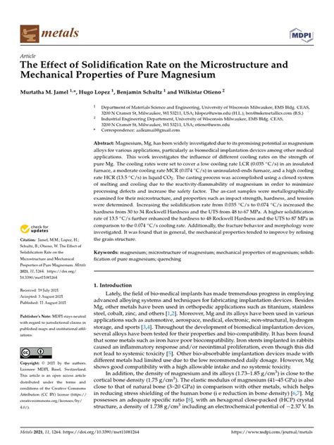 Theeffectofsolidificationrateonthemicrostru Pdf Magnesium