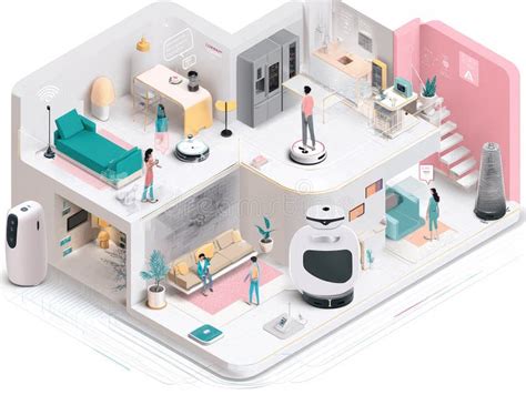 Illustration Showcases Future Smart Home Integration With A Central Hub Controlling Various