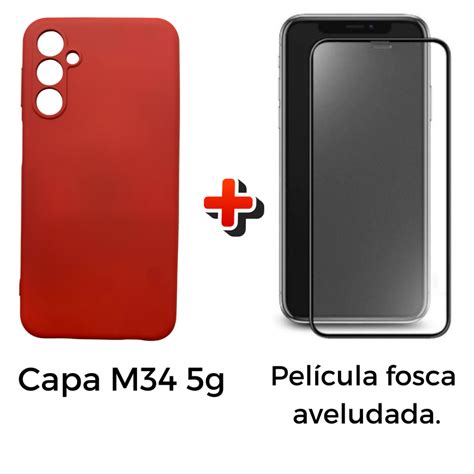Kit Capa Silicone Película Fosco Aveludado Privativo de alta qualidade M34 5G Shopee Brasil