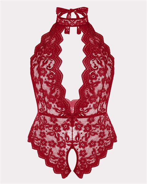 Plus Size Lace Bodysuit Halter Teddy Avidlove