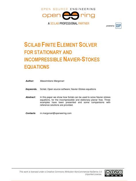 Pdf Finite Element Solver For Stationary And Incompressible Navier Stokes Equations Dokumentips