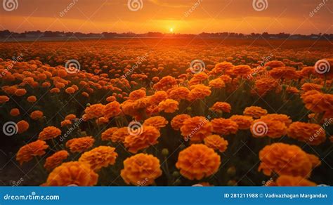 Marigold Field Stock Illustration Illustration Of Flowers 281211988