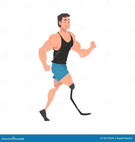 Athlete With Leg Prosthesis Amputee Man Show Thumb Up Gesture