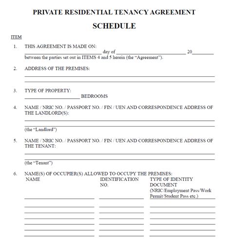 Singapore Residential Tenancy Agreement CEA Templates ISR
