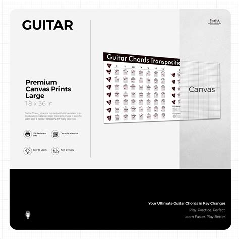 Guitar Chord Transposition Chart Poster Functional