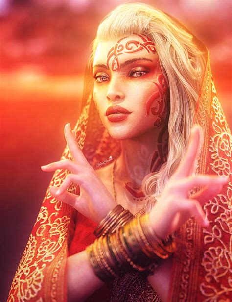 Exotic Beauty Blonde Fantasy Woman Portrait Art By Shibashake On