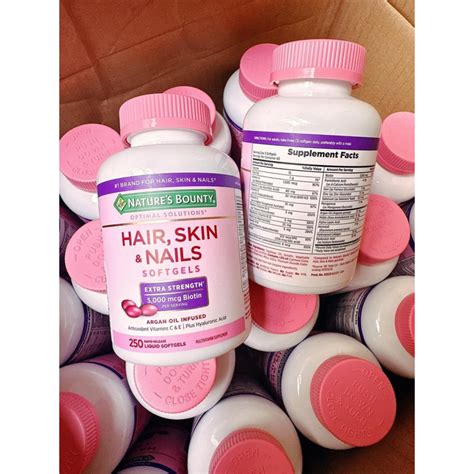 Date 08 2024 VIÊN UỐNG ĐẸP DA MÓNG TÓC HAIR SKIN NAILS NATURES BOUNTY 250 VIÊN Shopee