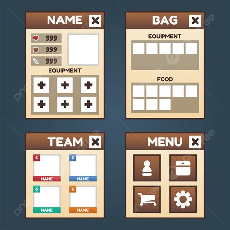 Rpg Game Vector Design Images Set Of Vector Game Menu Selection For Rpg And Adventure Game