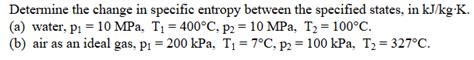 Solved Determine The Change In Specific Entropy Between The Chegg Com
