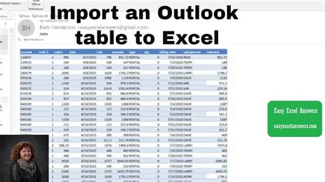 How To Import An Outlook Table To Excel Youtube
