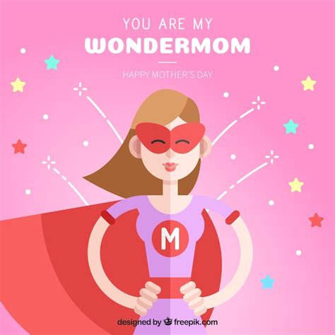 Premium Vector Super Mom Background With Stars In Flat Design