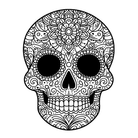 A Black And White Skull With A Pattern Of A Skull Premium Ai