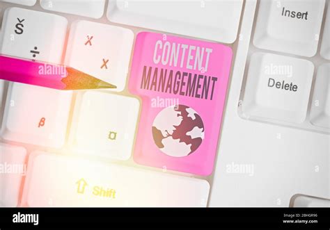 Writing Note Showing Content Management Business Concept For Process That Collects Manage And