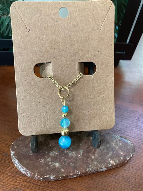Collar colgante de ágata de rayas azules Etsy España