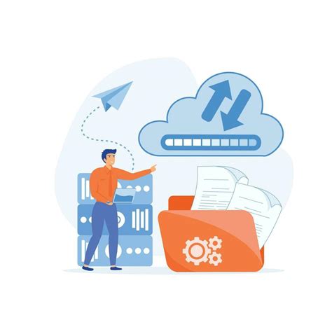 Cloud Computing Concept Data Center File Management Flat Vector Modern Illustration 26966793