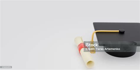 흰색 배경에 졸업생 모자와 함께 단어 졸업의 3d 그림입니다 모자를 썼다 졸업생 2024년 졸업식 인사말 배너 초대장의 3d