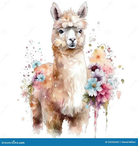 Spring Llama Watercolor Illustration Spring Clipart Stock Illustration Illustration Of Room