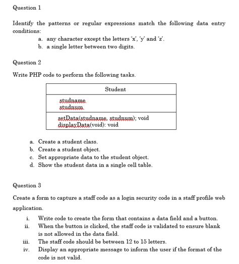 Solved Identify The Patterns Or Regular Expressions Match