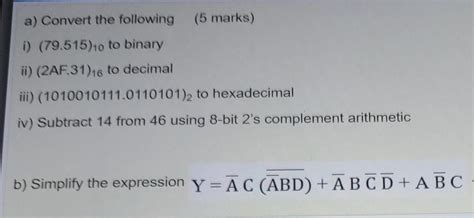 Solved A Convert The Following 5 Marks I 79 515 10 To Chegg Com