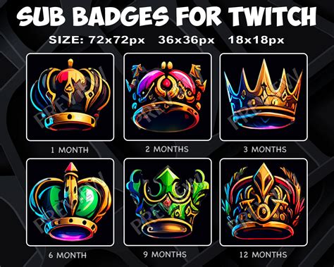 Crown Sub Badges Twitch Kick Crowns Subscribers Loyalty Sub Bit