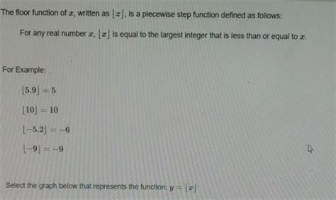 Solved The Floor Function Of Written As X Is A Piecewise Step
