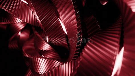 Bends Of Moving 3d Metal Spiral Design Hypnotic Ribbon Lines Rotating On A Black Background