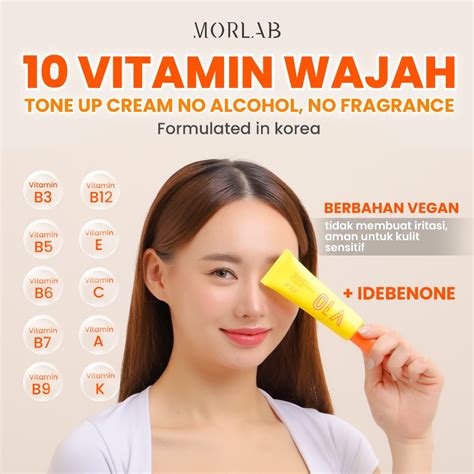 Jual Morlab V10 Vitamin Tone Up Cream With Idebenone Shopee Indonesia