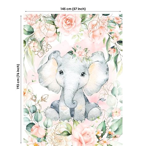 Jungle Safari Flowers Fabric Panel For Quilting Elephant Roses Fabric