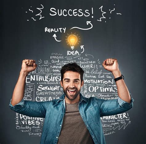 Premium Photo Light Bulb Success Or Happy Man In Celebration Of Ideas