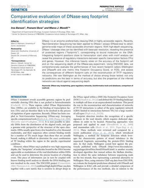 Pdf Comparative Evaluation Of Dnase Seq Footprint Identification Strategies Dokumentips