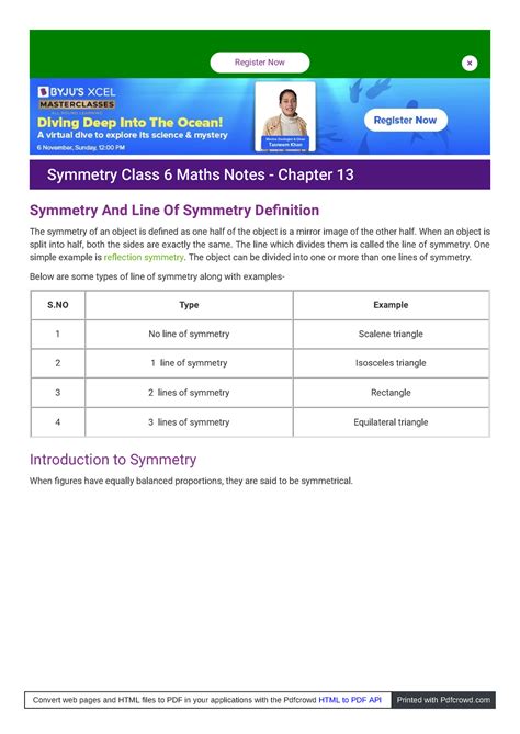 Byjus Cbse Notes Cbse Class 6 Maths Notes Chapter 13 Sym Register Now Symmetry Class 6