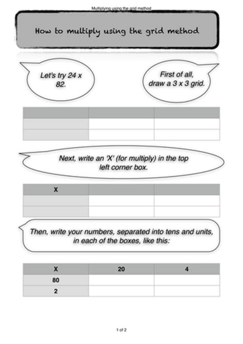 Multiplying Using The Grid Method Teaching Resources