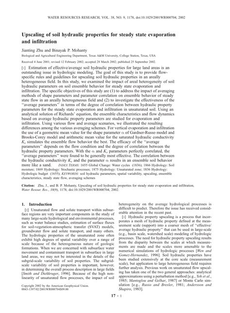 PDF Upscaling Of Soil Hydraulic Properties For Steady State